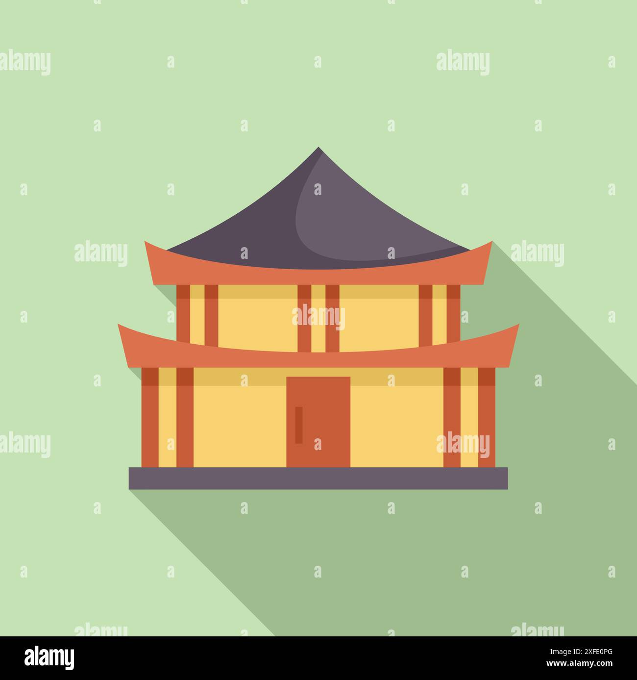 Colorful illustration of a traditional asian pagoda building with a ...