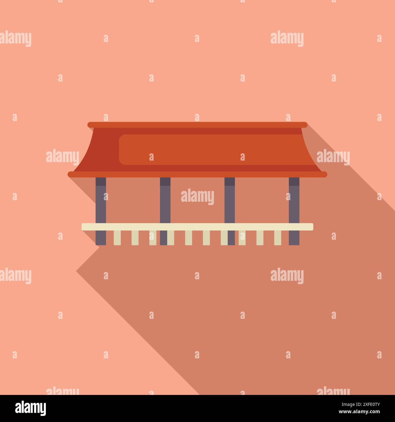 Illustration of an outdoor train station platform with a red roof ...