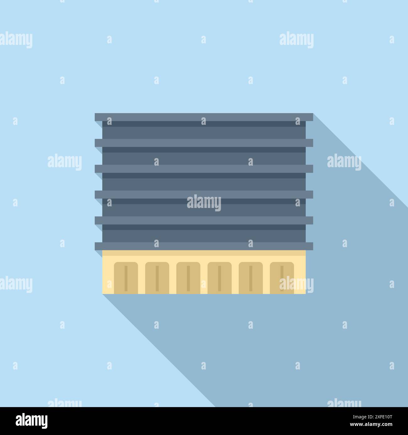 Modern government building with many floors and columns is casting a ...