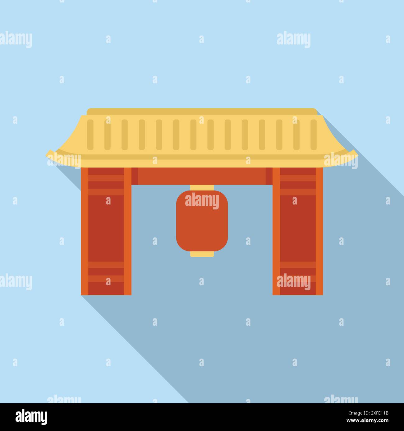 Traditional chinese gate with red lantern inviting visitors to explore ...