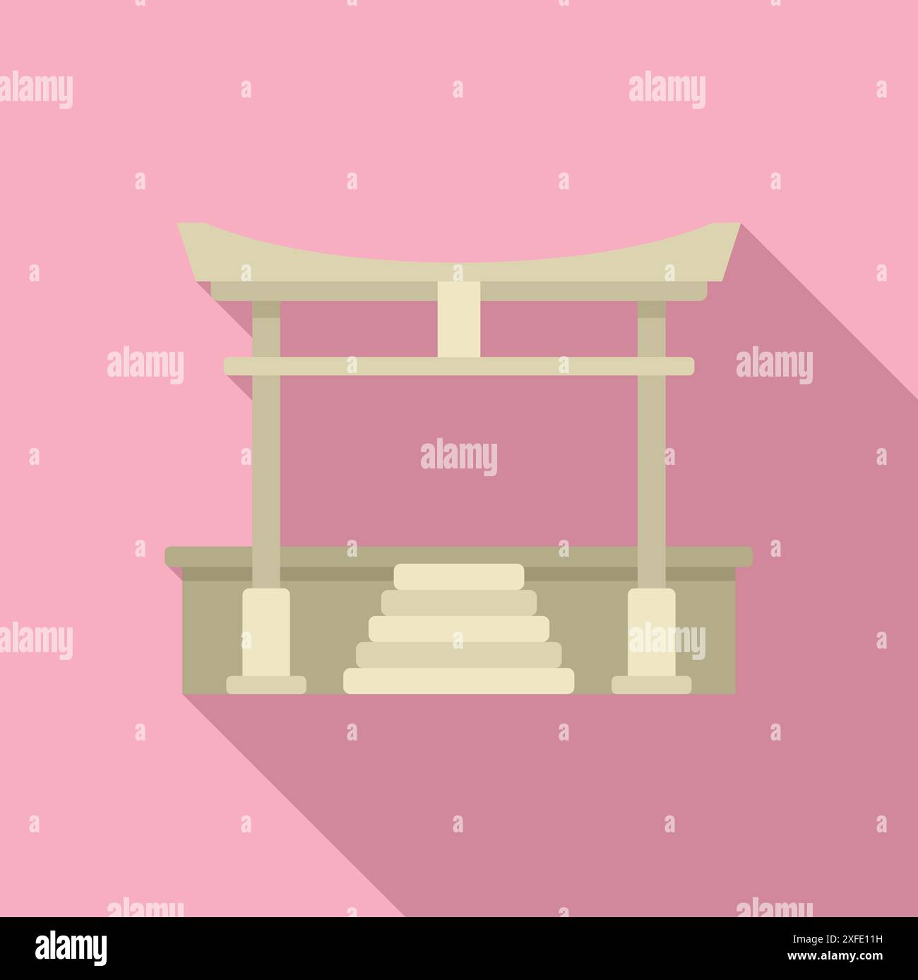 Minimalist illustration featuring a traditional japanese shinto shrine ...