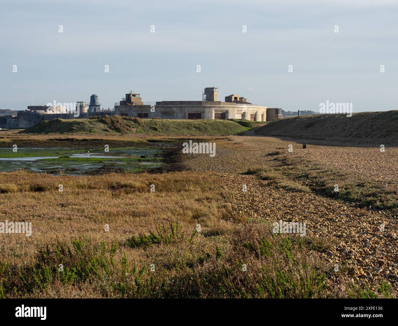 Hurst Castle and Hurst Spit, Keyhaven, Hampshire, England, UK, November ...