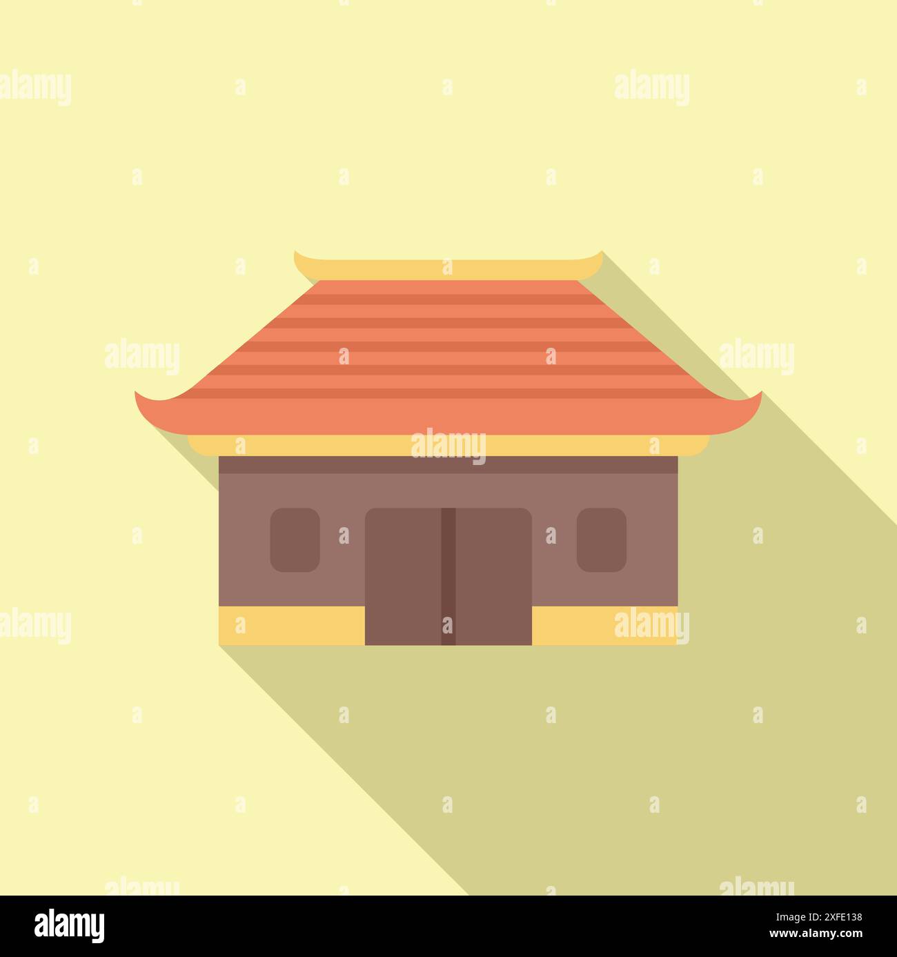 Illustration of a traditional asian building with a curved roof ...