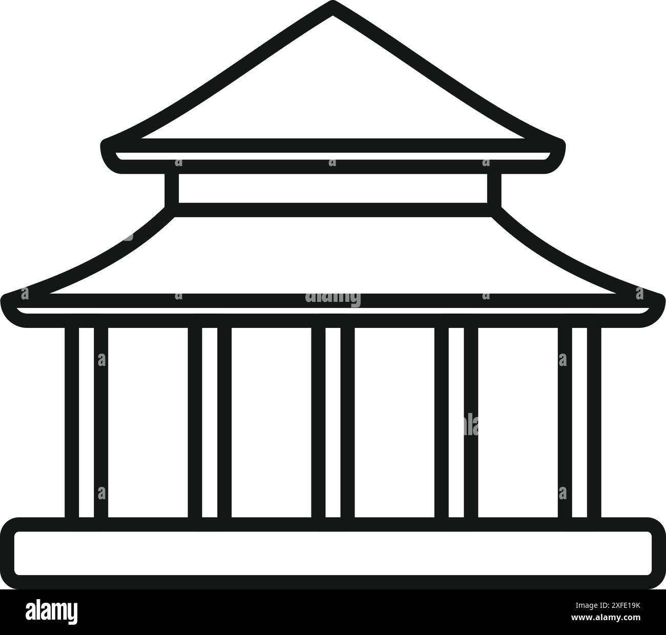 Simple black and white line drawing of a traditional japanese house ...