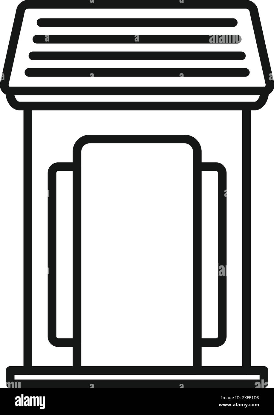 Line art icon of a transformer vault providing power distribution ...
