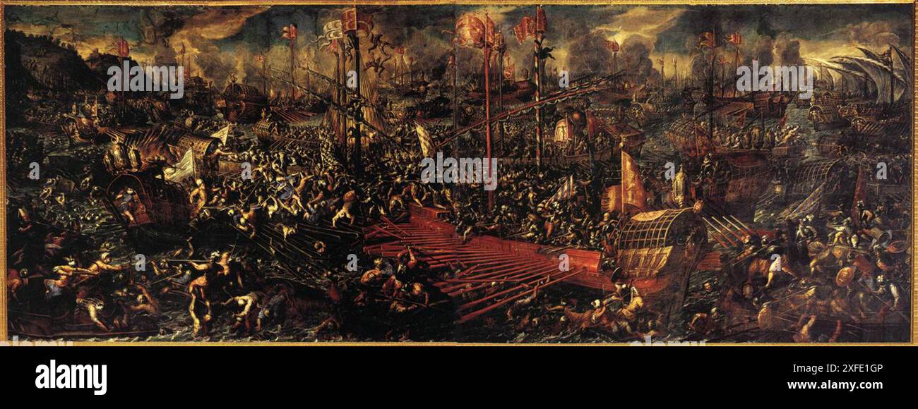 The Battle of Lepanto by Andrea Vicentino (c. 1600, Doge's Palace ...