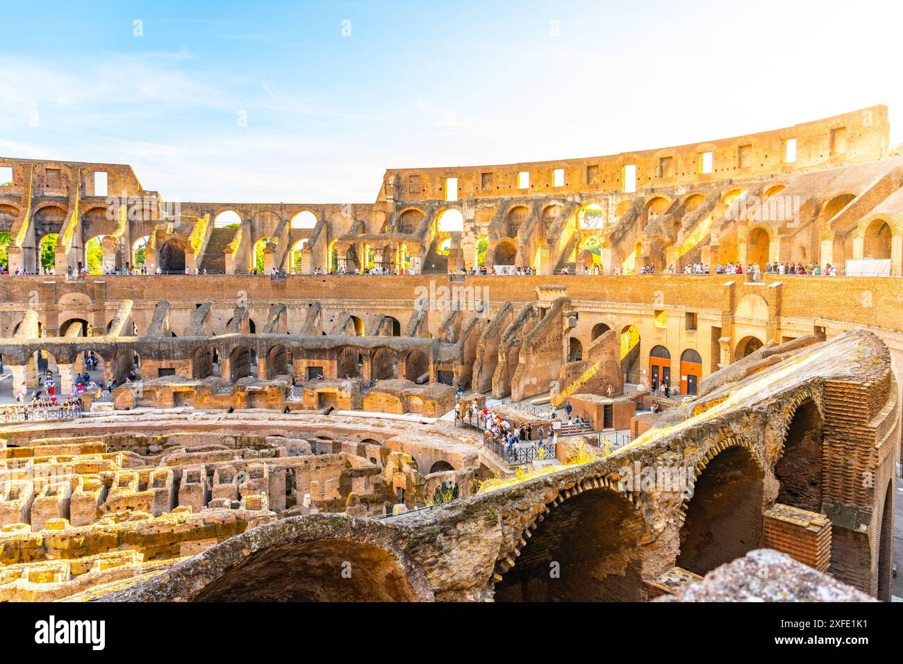 A view of the Colosseum in Rome, Italy, during a beautiful sunset. The ...