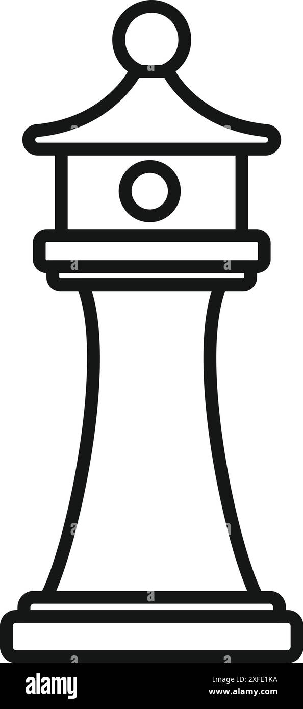 Simple line drawing of a chess rook piece, symbolizing strategy, power ...
