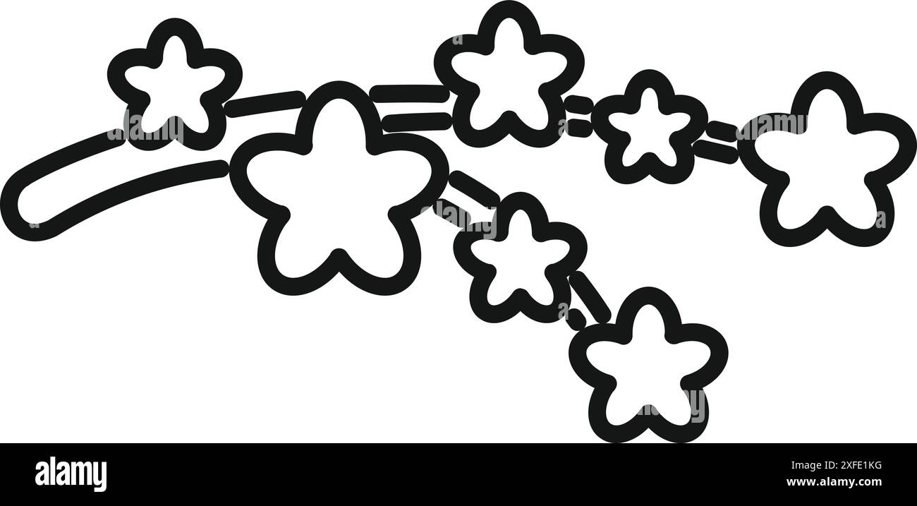 Simple black outline illustration of a flower garland hanging for ...