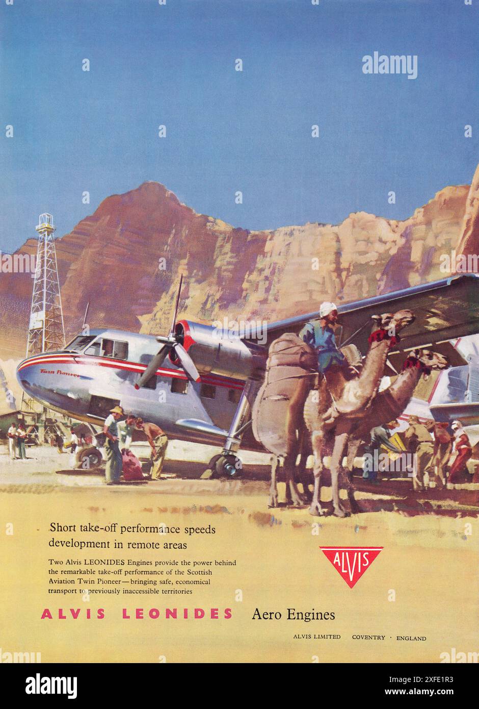1957 British advertisement for Alvis Leonides aero engines on a ...