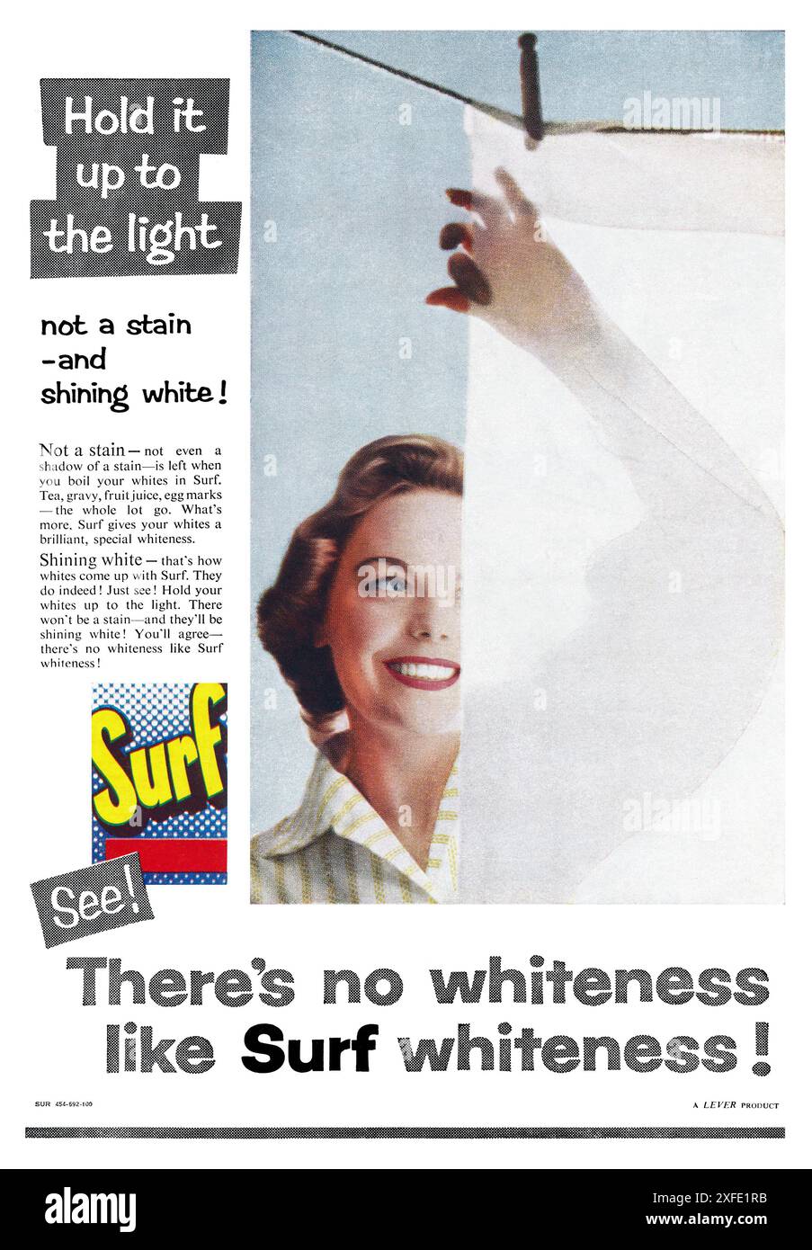 1957 British advertisement for Surf washing powder Stock Photo - Alamy