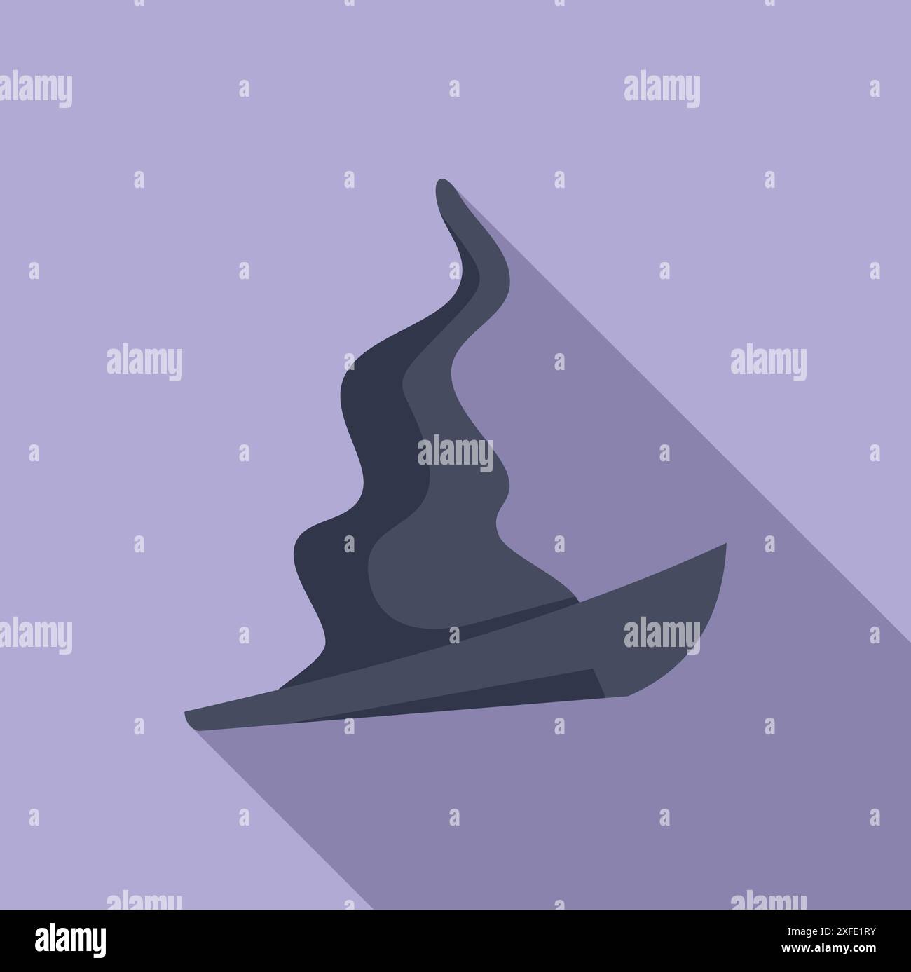 Classic witch hat pointing right, casting a long shadow on a purple ...