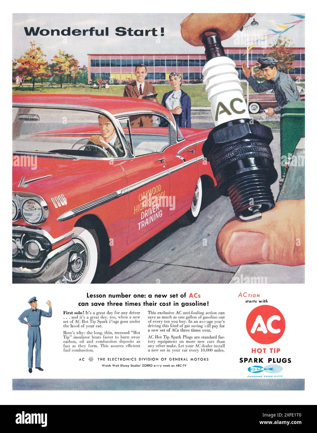 1957 U.S. advertisement for AC spark plugs Stock Photo - Alamy