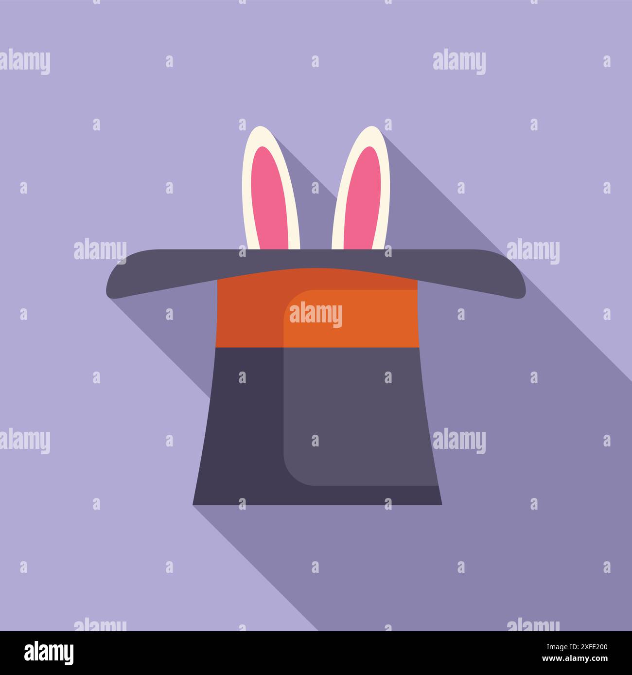 Magician's top hat is showing bunny ears, creating an illusion of magic ...