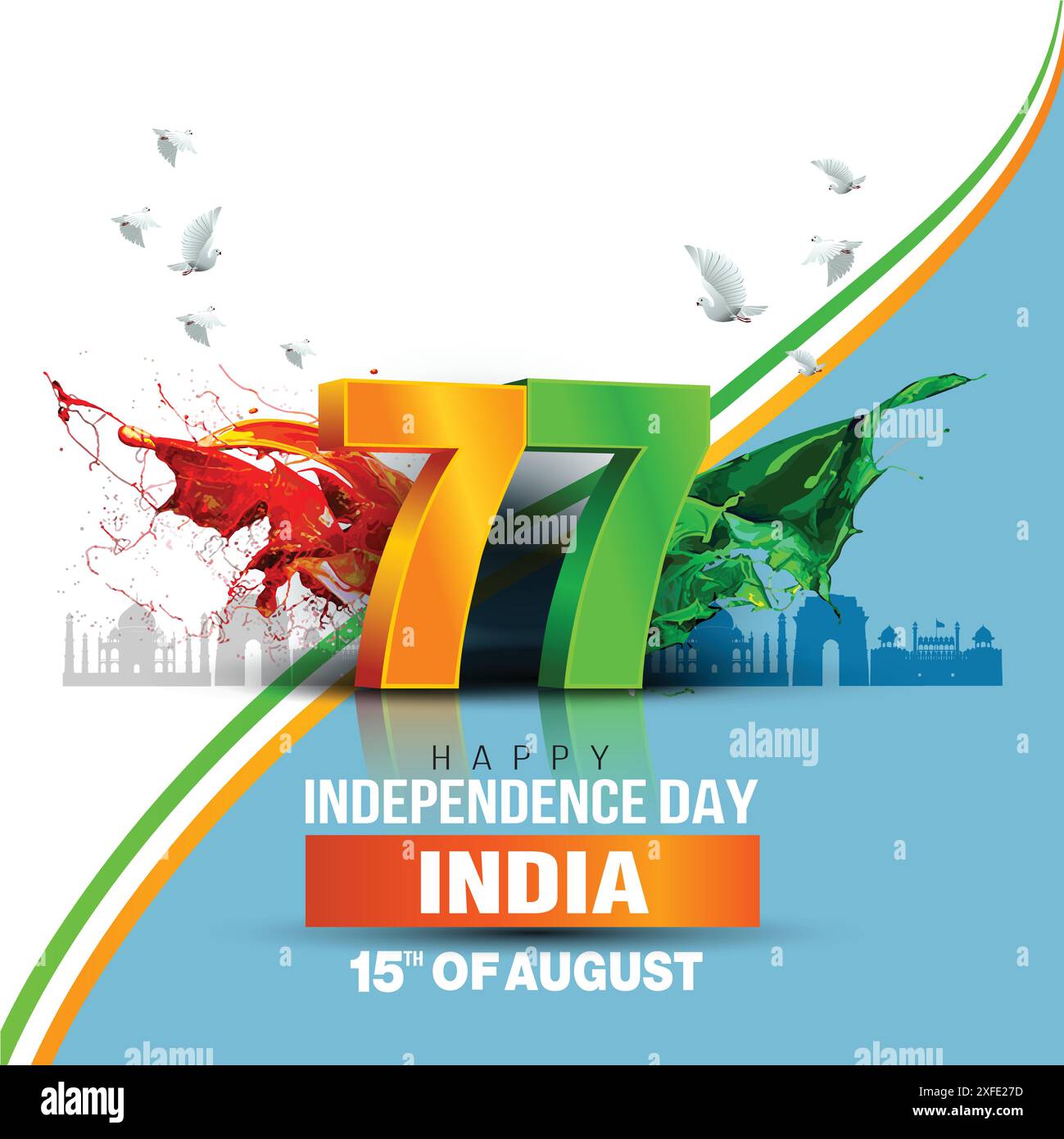 happy independence day India. 3d letter with Indian flag. abstract ...