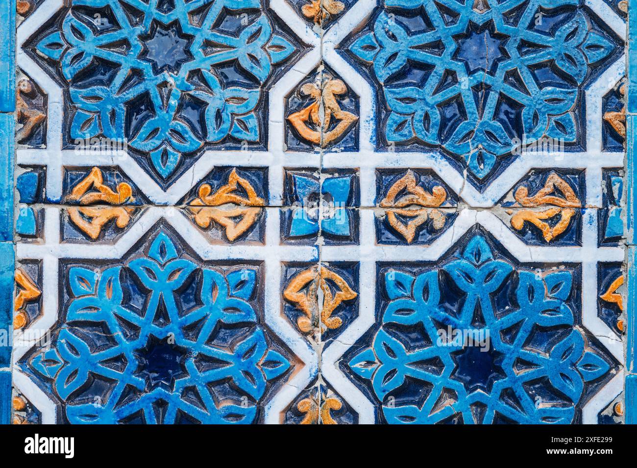 ancient ceramic tile with a traditional Arabic pattern Uzbek ornament ...