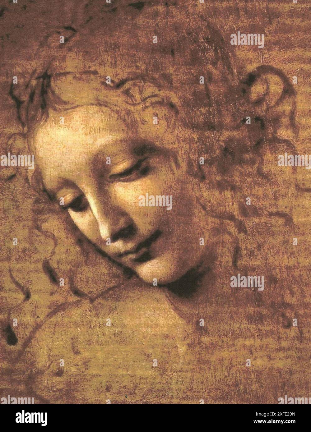 Leonardo da Vinci, La Scapigliata, c. 1508 Drawing female woman head ...