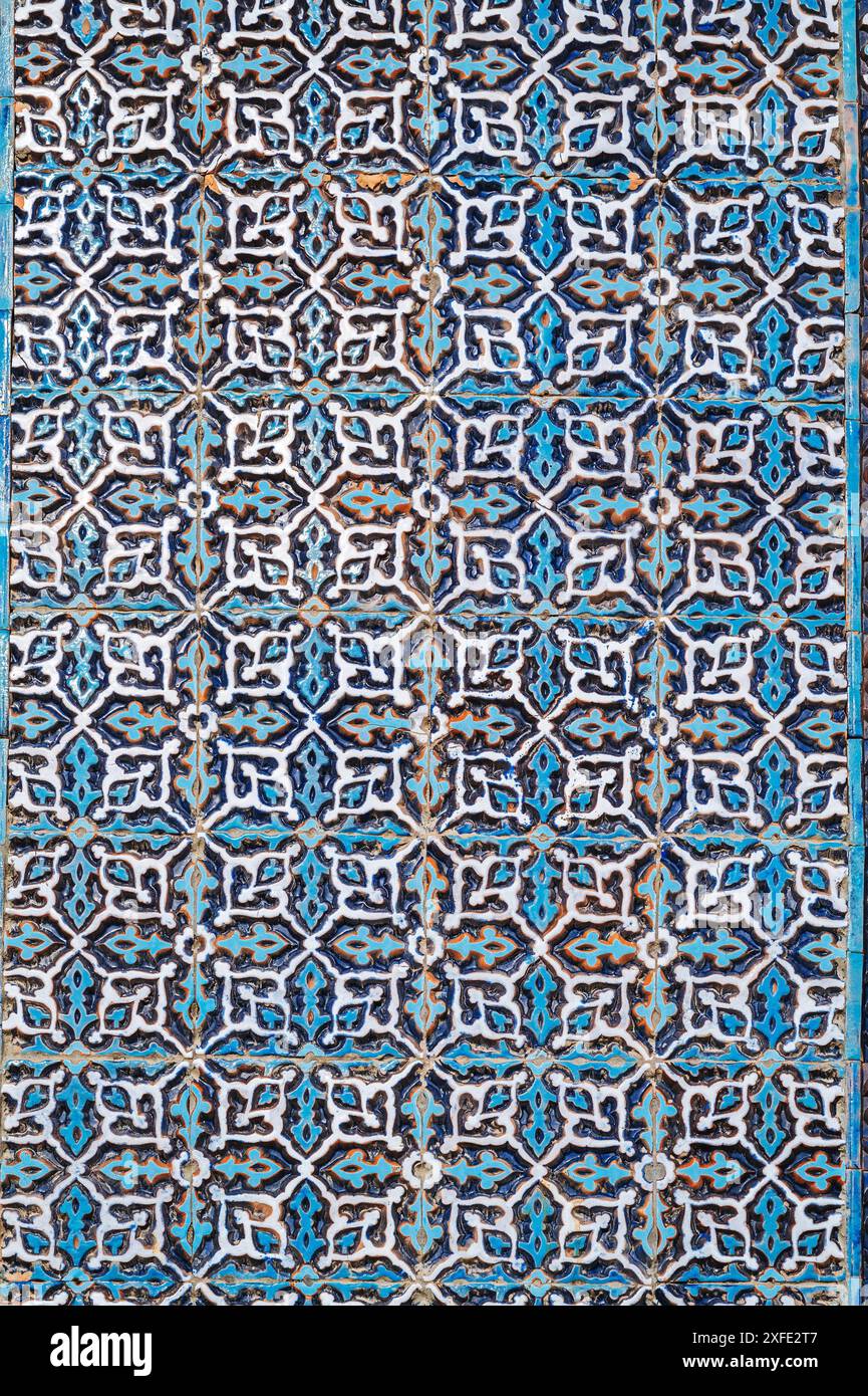 wall of the ancient Muslim mosque Hazrati Imam is decorated with ...