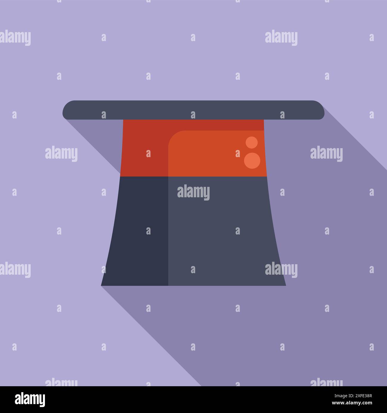 Magician's top hat is casting a long shadow on a purple background ...