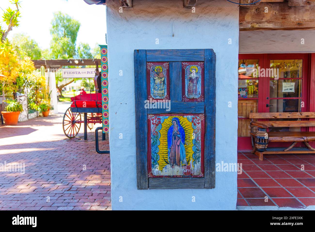 San Diego, California - April 16, 2024: Hand-painted religious artwork ...