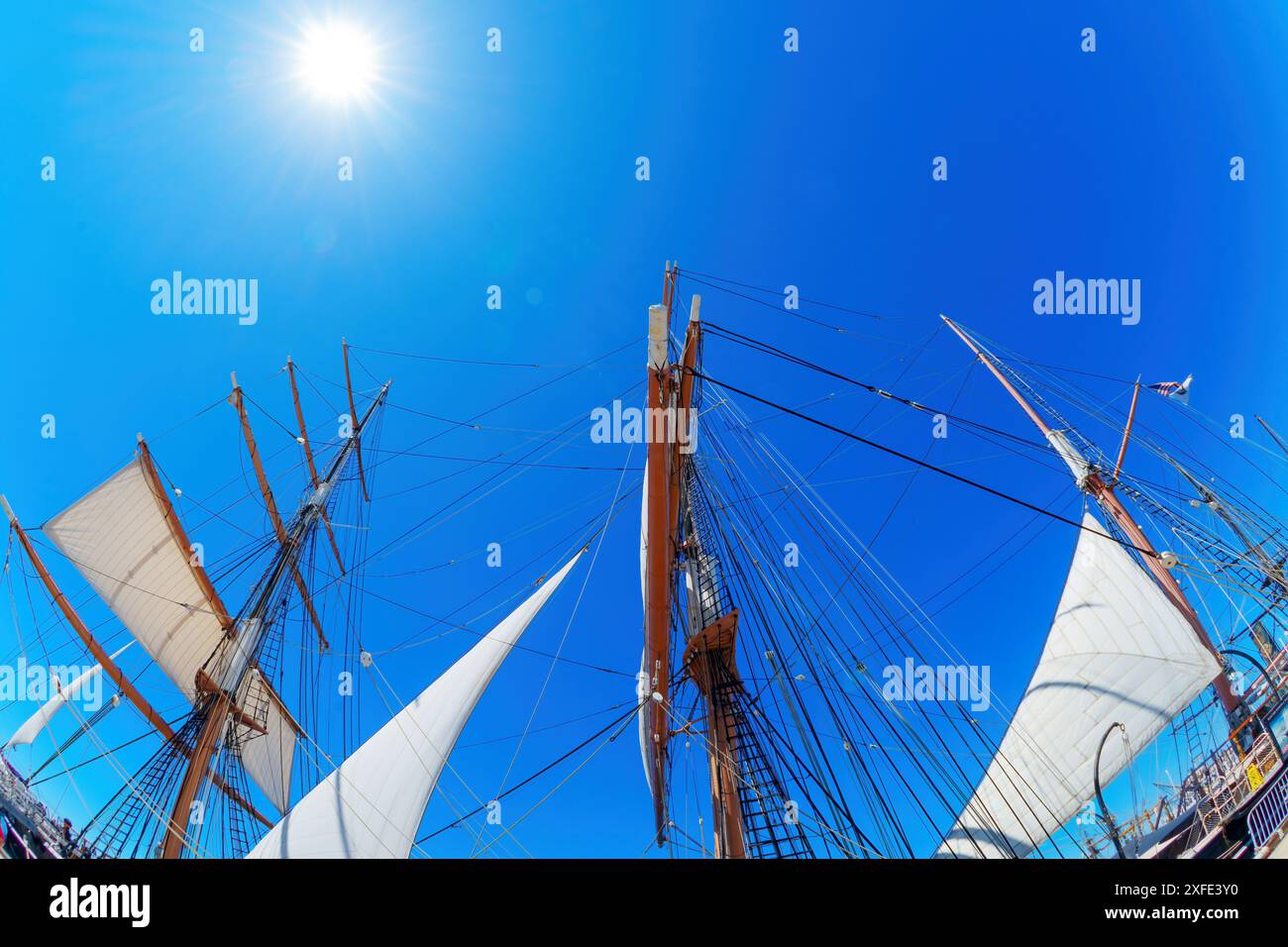 San Diego, California - April 16, 2024: Detailed view of the sail ...