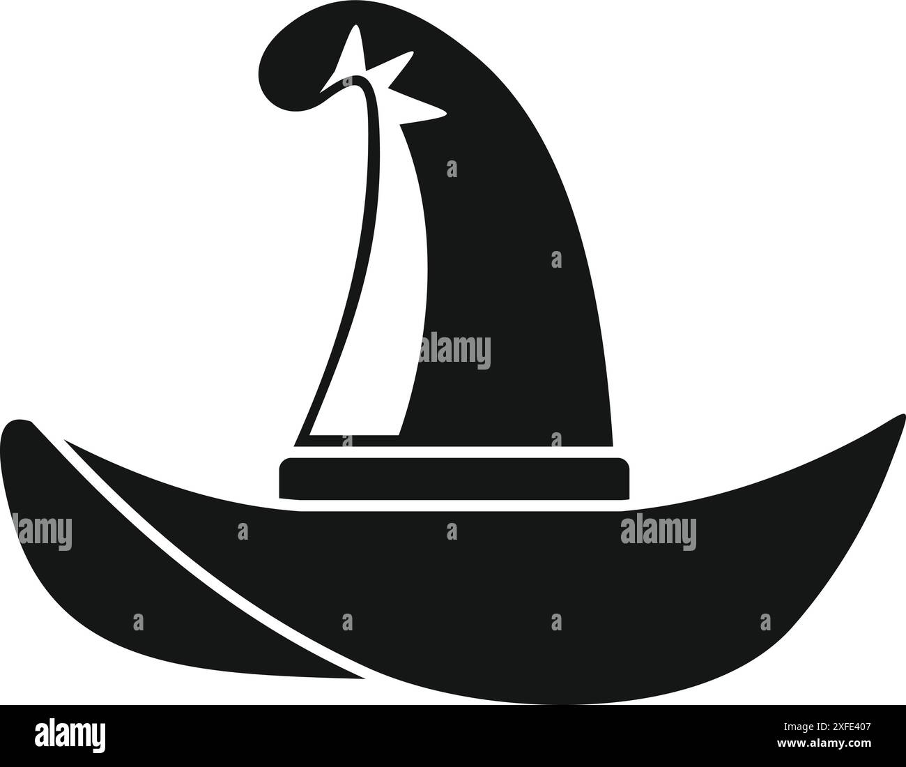 Black silhouette of a pointed wizard hat with a star, symbolizing magic ...