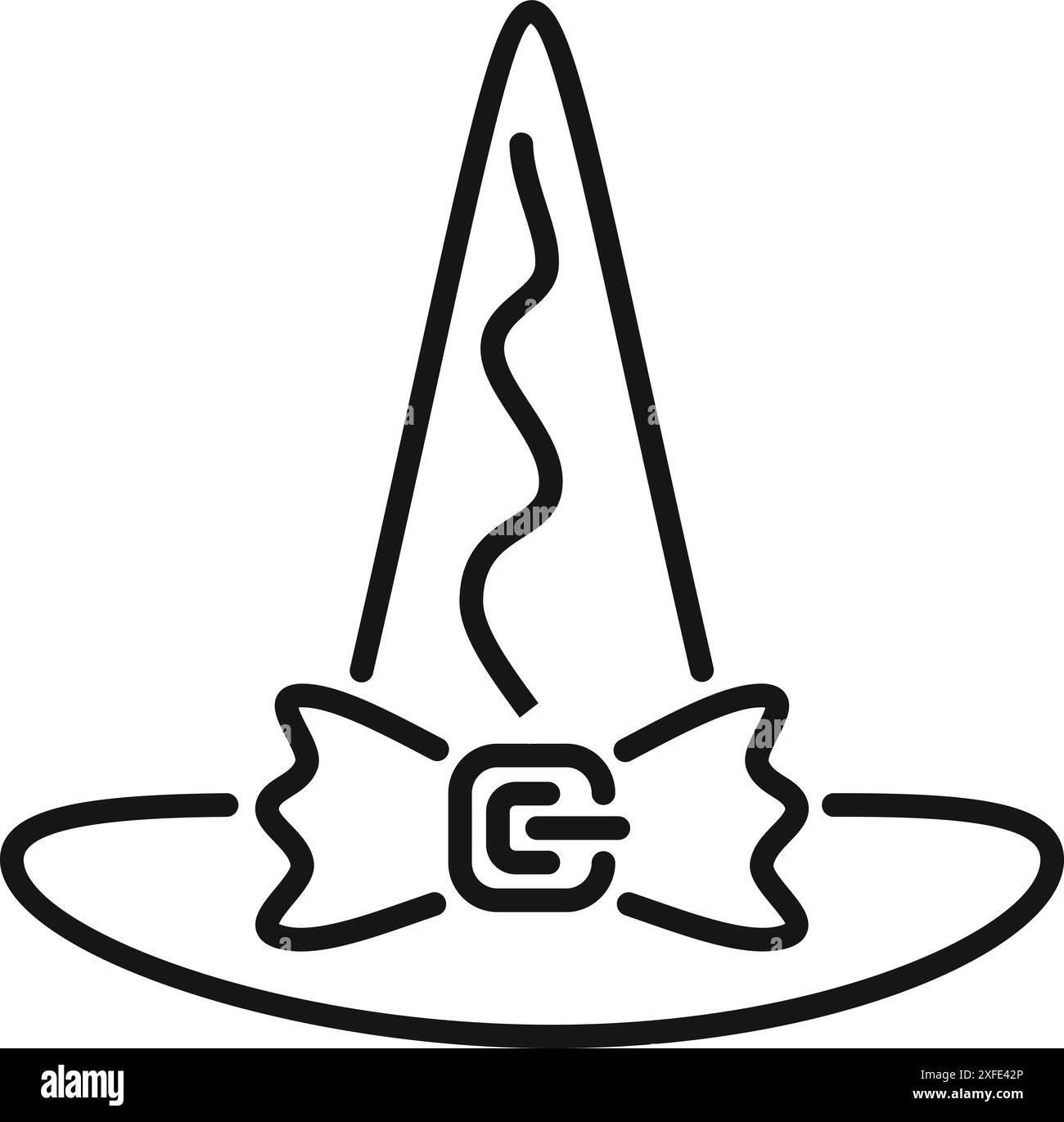 Simple line art halloween witch hat with a buckle showing magic Stock ...