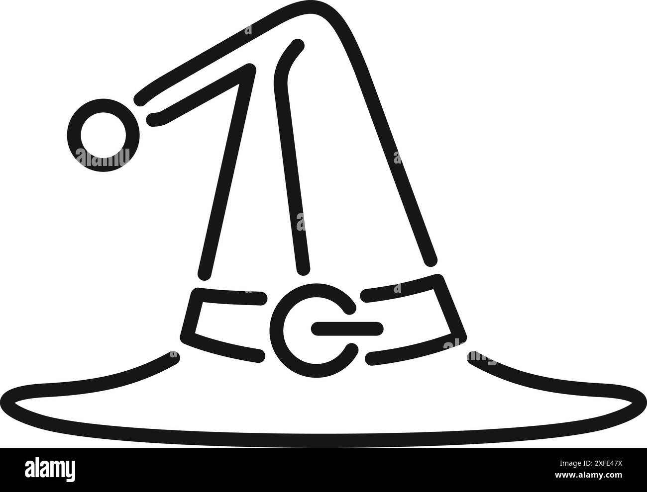 Simple line art drawing of a witch hat for a halloween costume party ...