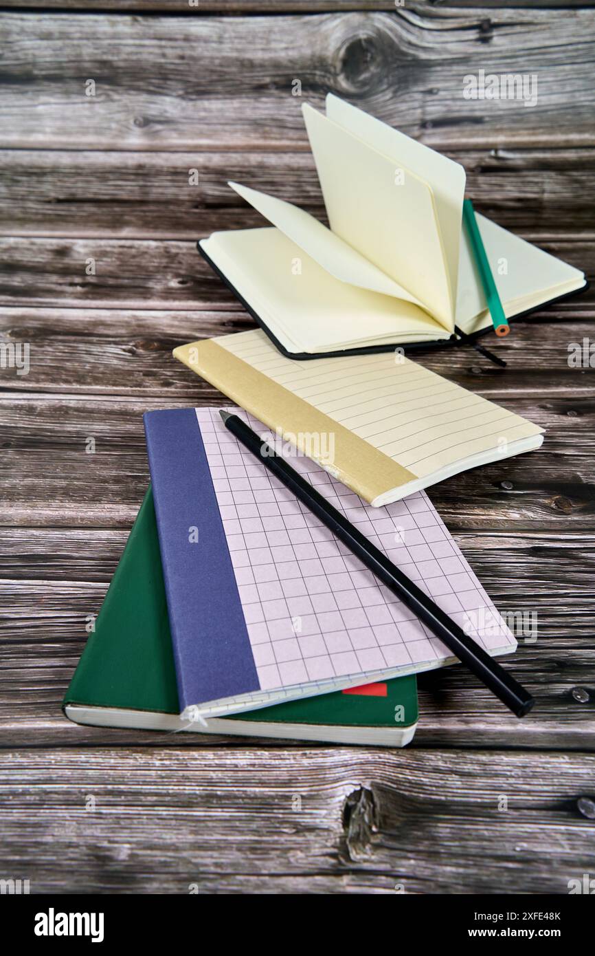 Simple wooden work table on top view hi-res stock photography and ...
