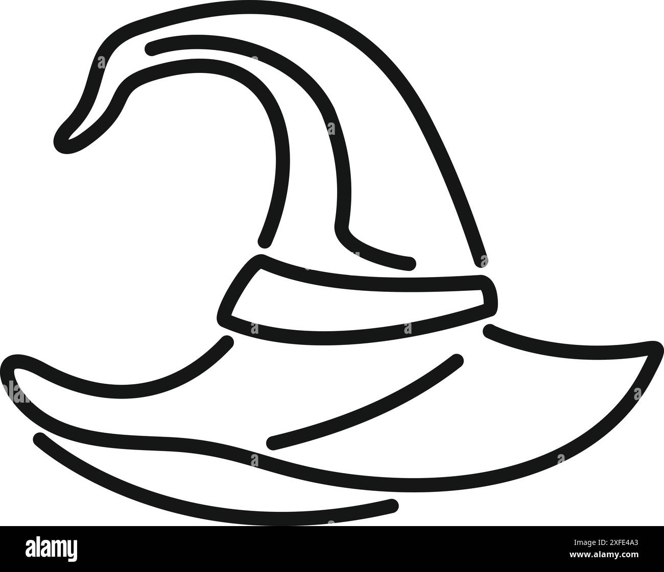 Simple line drawing of a witch's hat with a curved brim, perfect for ...