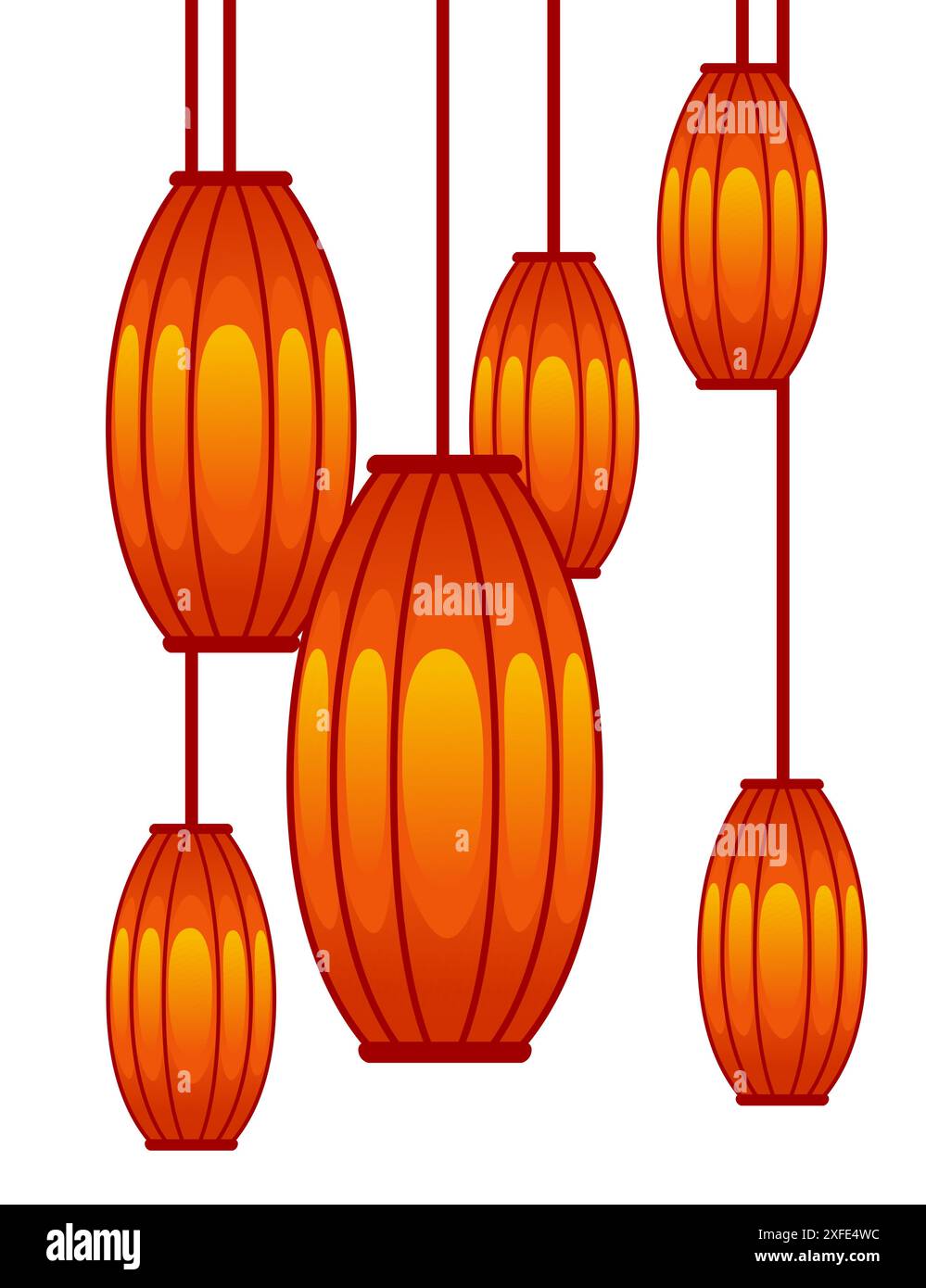 Traditional asian red lantern design in the style of geometric shapes ...