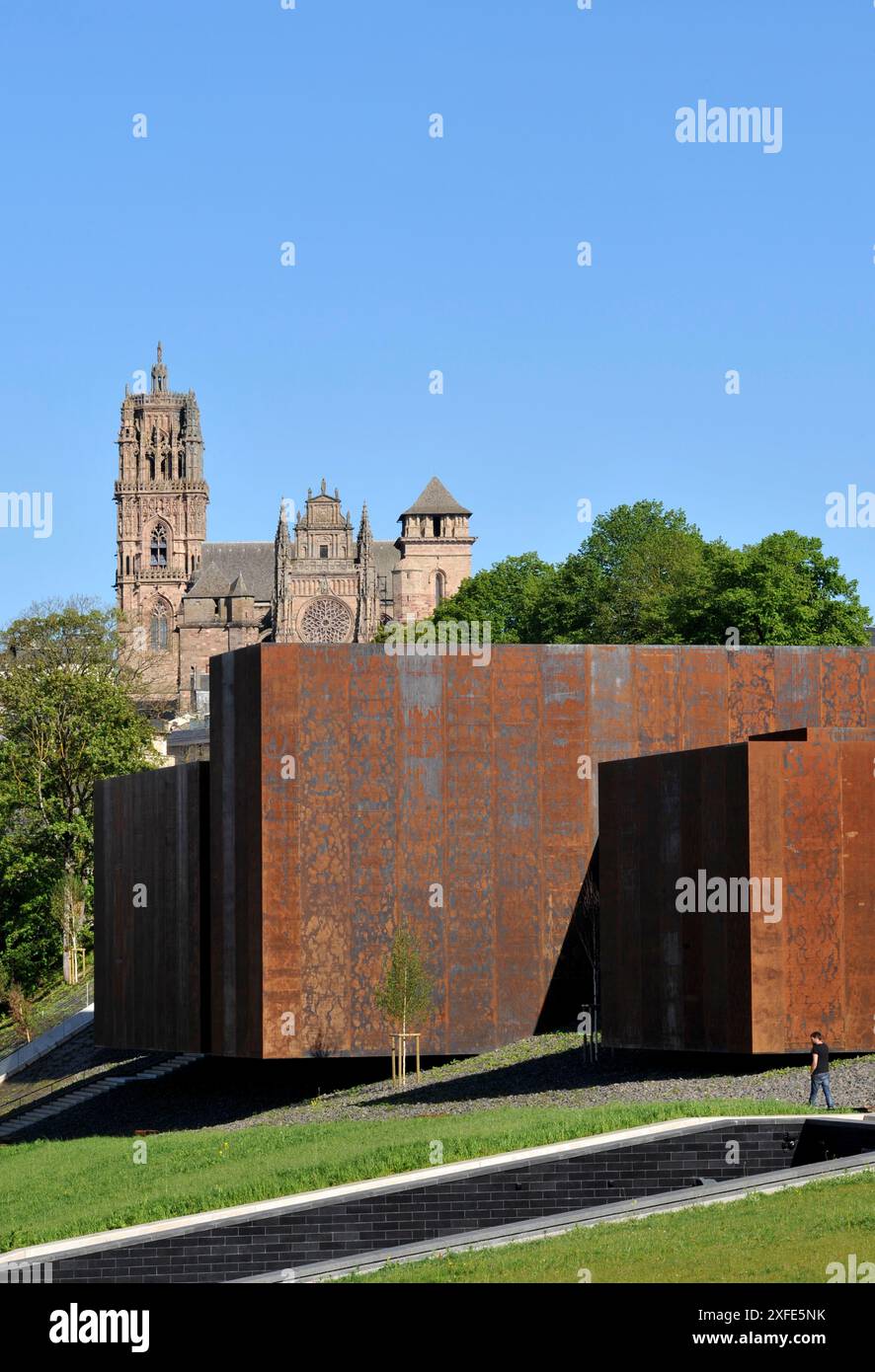 France, Aveyron, Rodez, the Soulages museum and Notre-Dame Cathedral ...