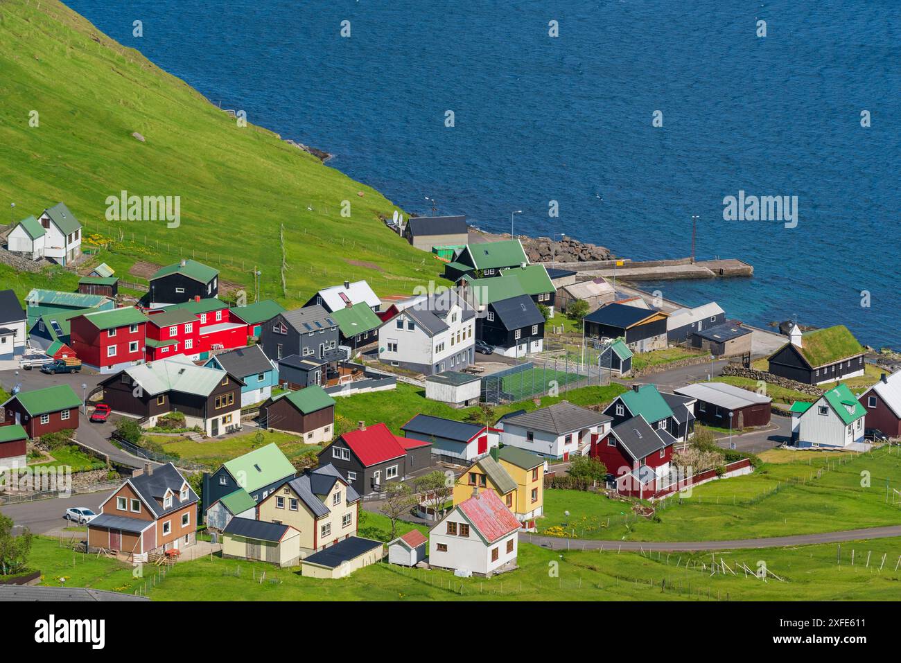 Denmark, Faroe Islands, island of Eysturoy, Funningur, village of ...