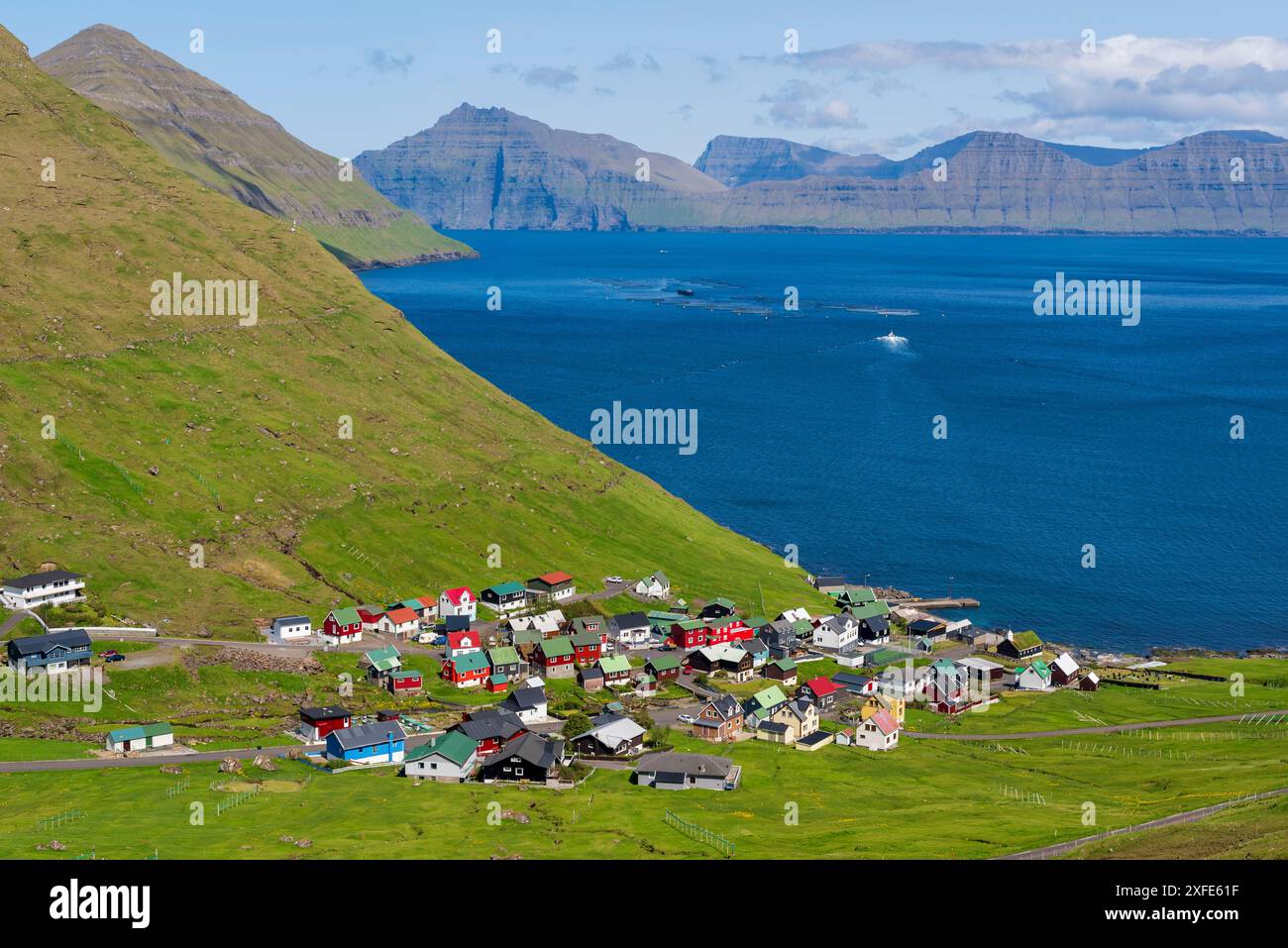 Denmark, Faroe Islands, island of Eysturoy, Funningur, village of ...