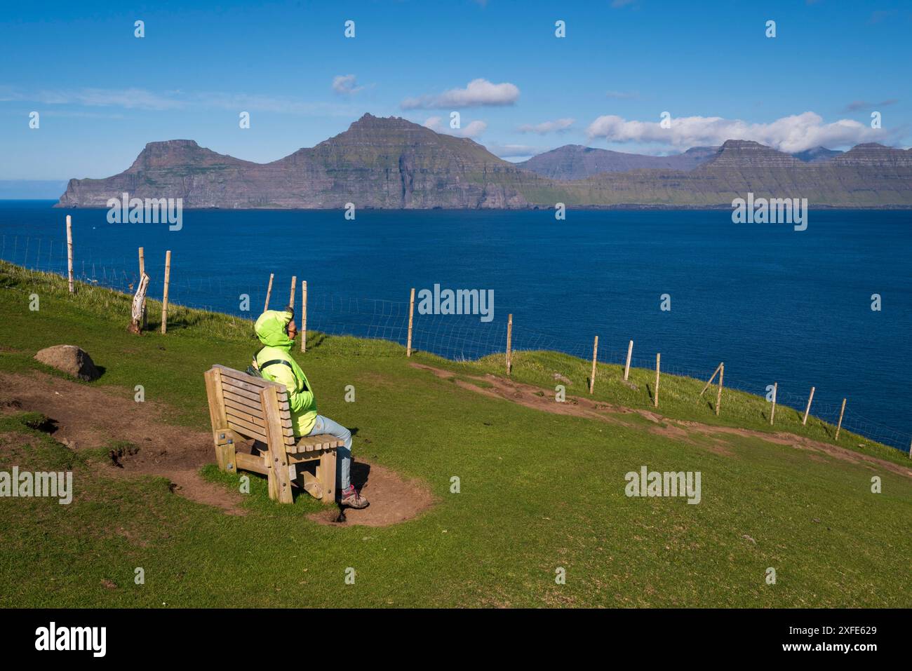 Denmark, Faroe Islands, island of Eysturoy, Gjogv, cliffs and island of ...