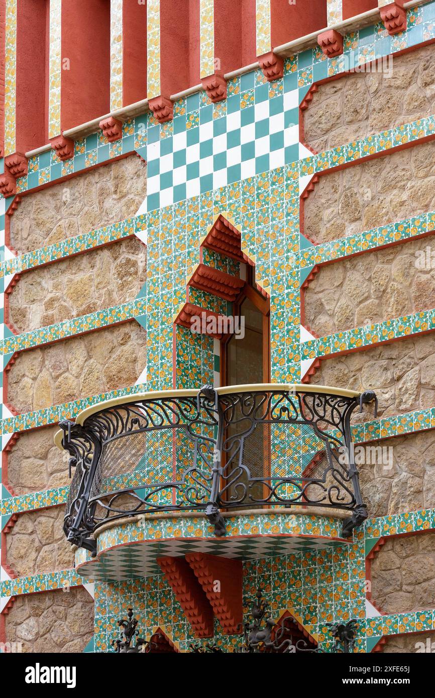 Spain, Catalonia, Barcelona, facade of the casa Vicens built between ...
