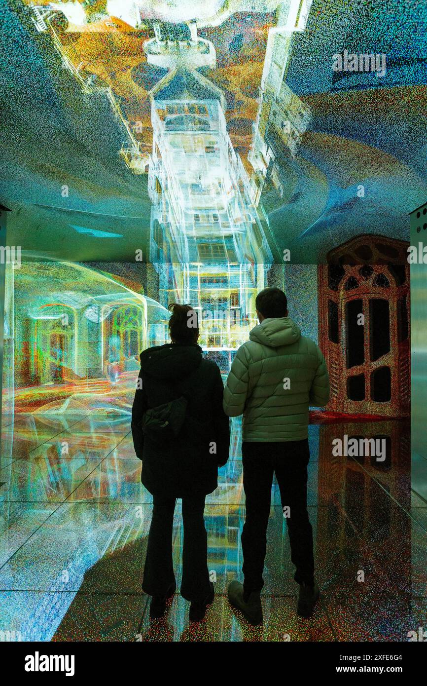 Spain, Catalonia, Barcelona, the Gaudi Cube created by the New Media ...