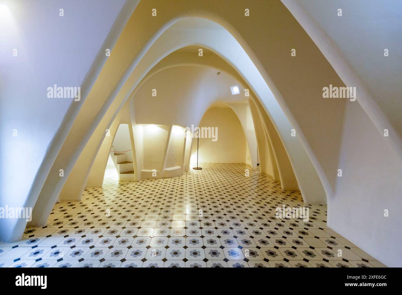 Spain, Catalonia, Barcelona, the attic sustained by catalan arches of ...