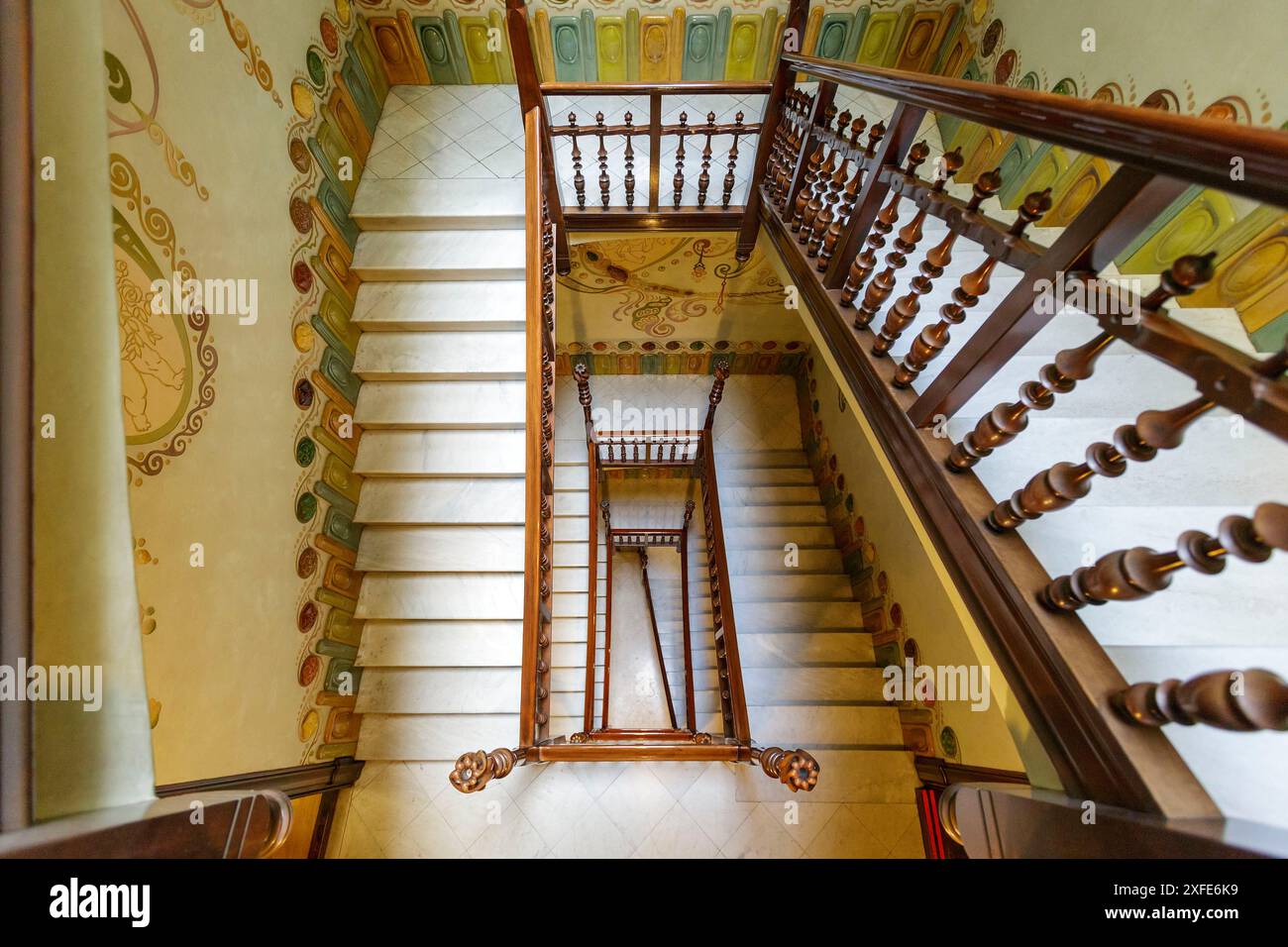 Spain, Catalonia, Barcelona, staircase of the Casa Comalat, an ...