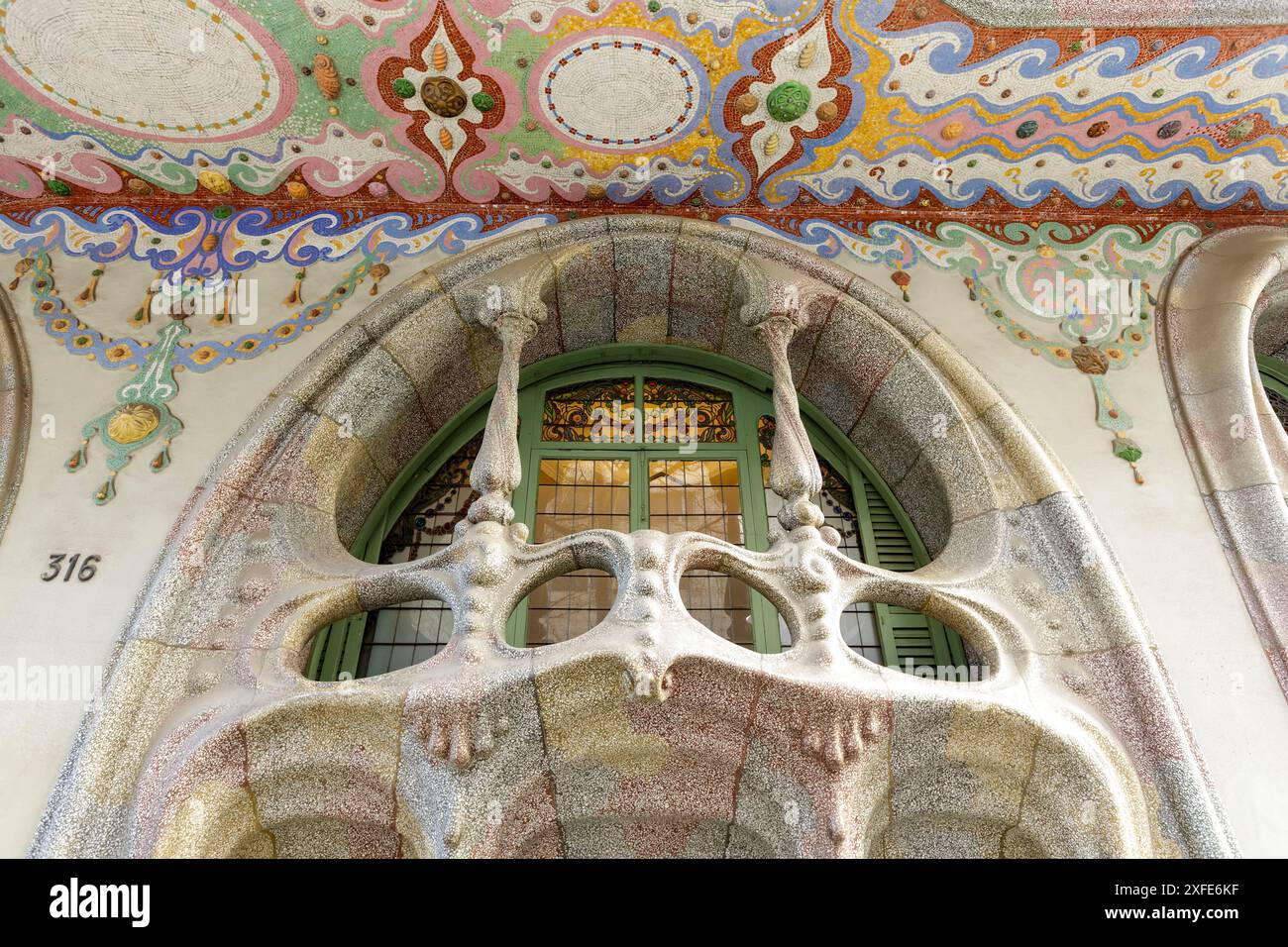 Spain, Catalonia, Barcelona, detail of the back facade of the Casa ...