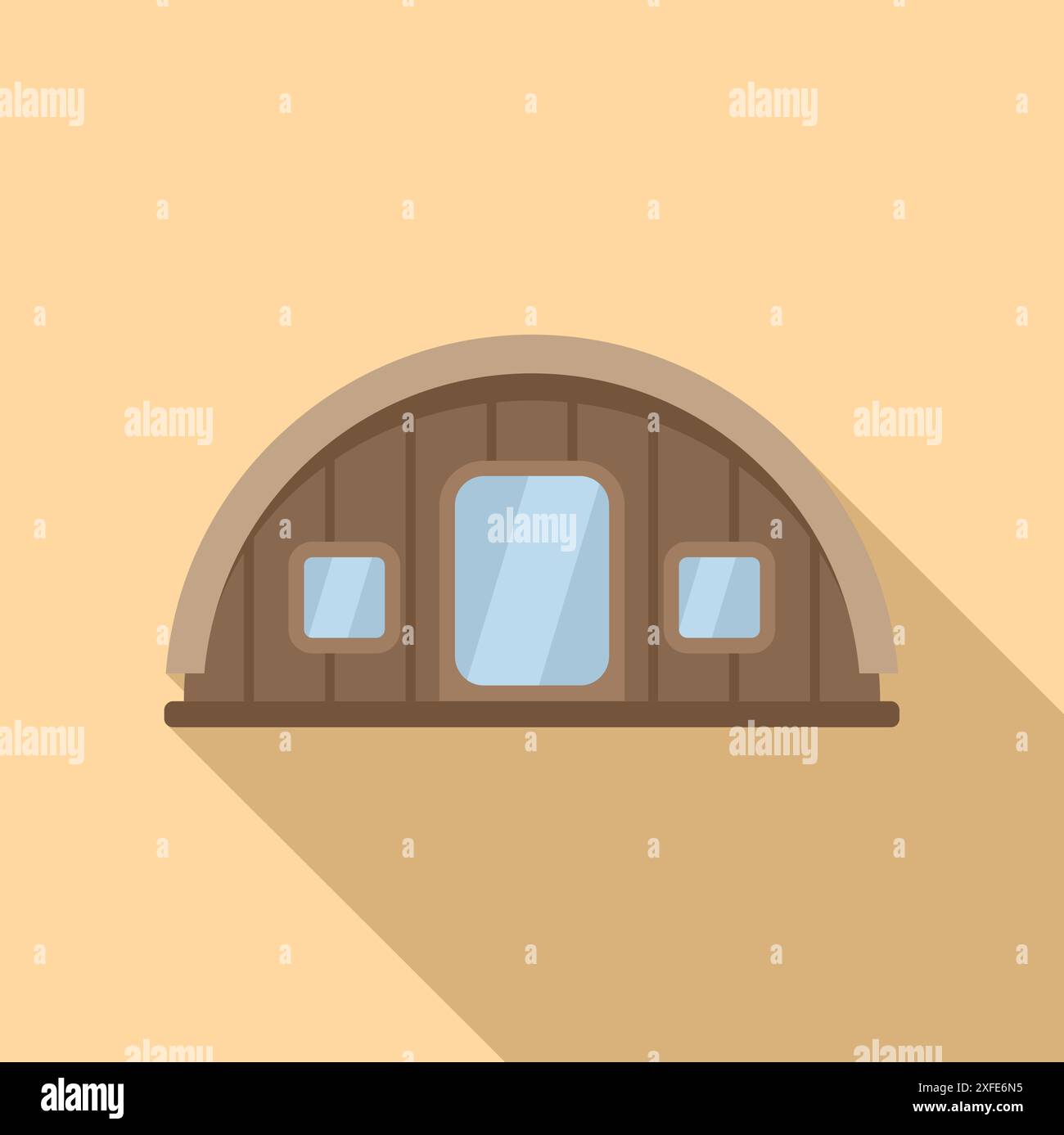 Modern eco house with round roof, ecological building with big windows ...