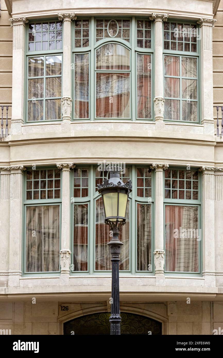 Spain, Catalonia, Barcelona, detail of the facade of Casa Manuela ...