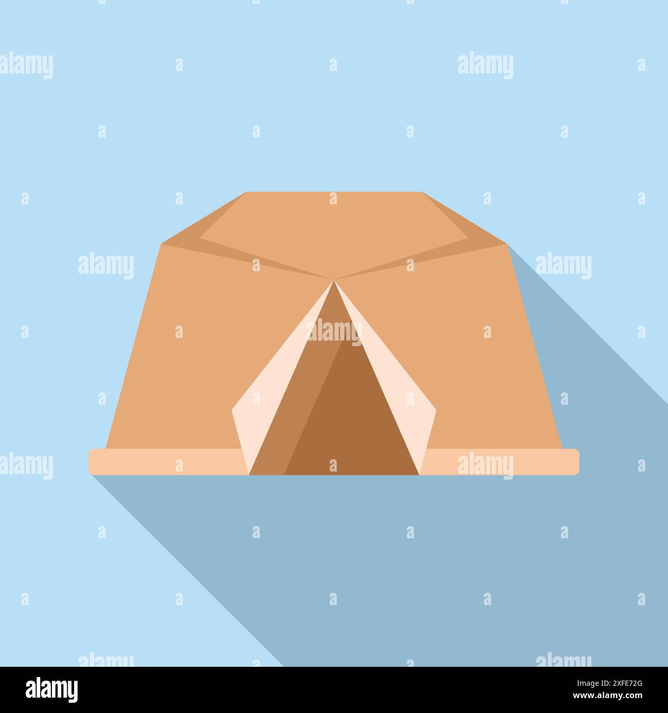 Camping tent standing on wooden platform representing glamping concept ...