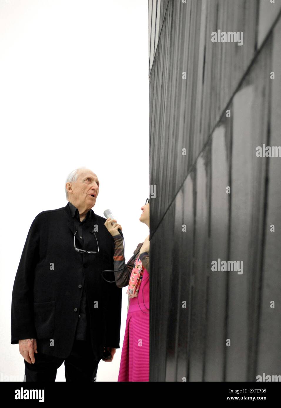 France, Aveyron, Rodez, Soulages Museum, the painter Pierre Soulages in ...