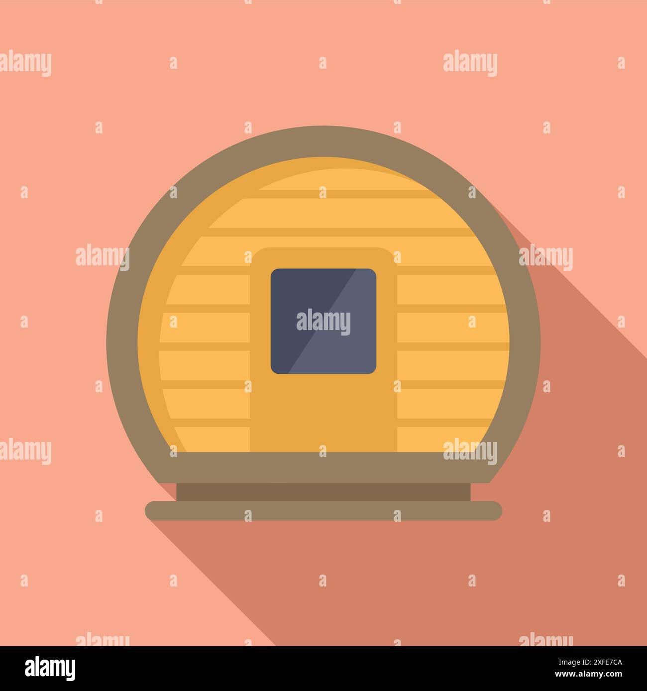 Round sauna building made of wood with a door and window, perfect for ...