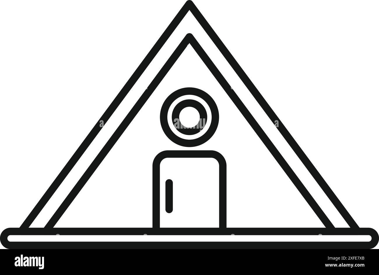 Simple line drawing of a person seeking refuge and finding a safe place ...