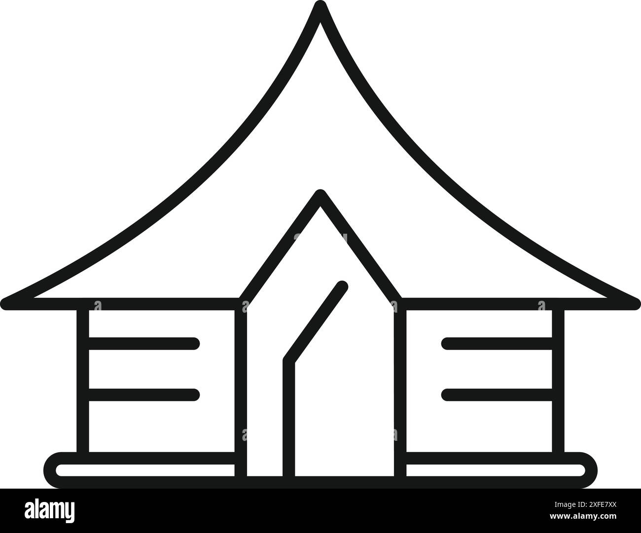 Simple line icon of a tent, perfect for representing camping, tourism ...