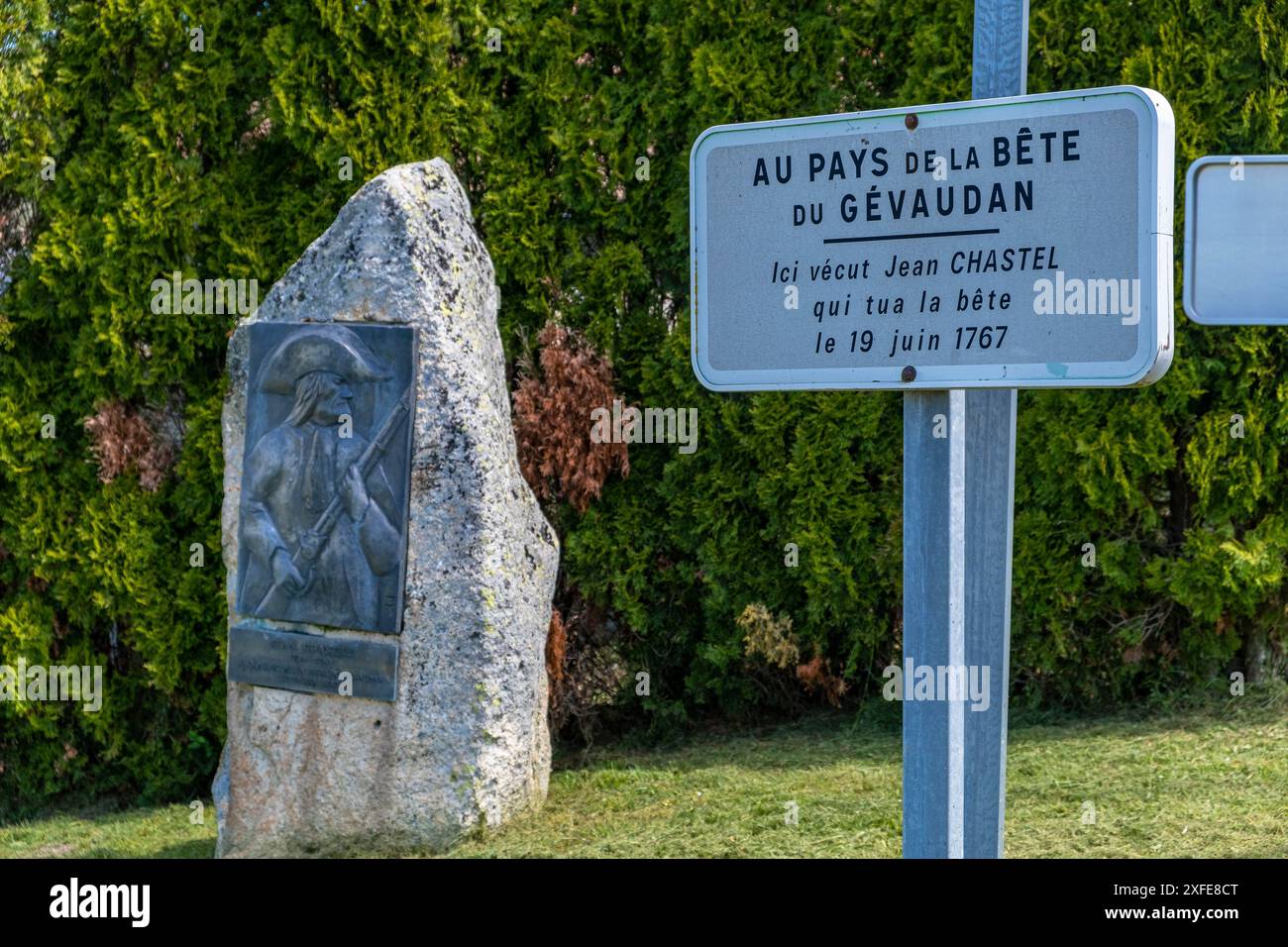 France, Haute Loire, La Besseyre Saint Mary, stele of Jean Chastel, the ...