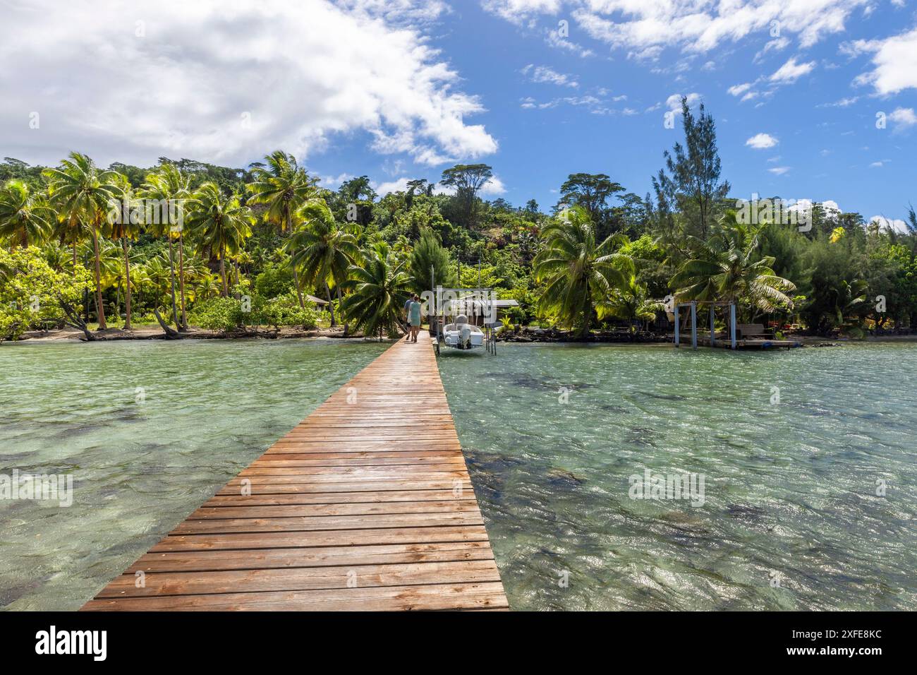 French Polynesia, Society Islands, anchorage in Apu Bay, island of ...