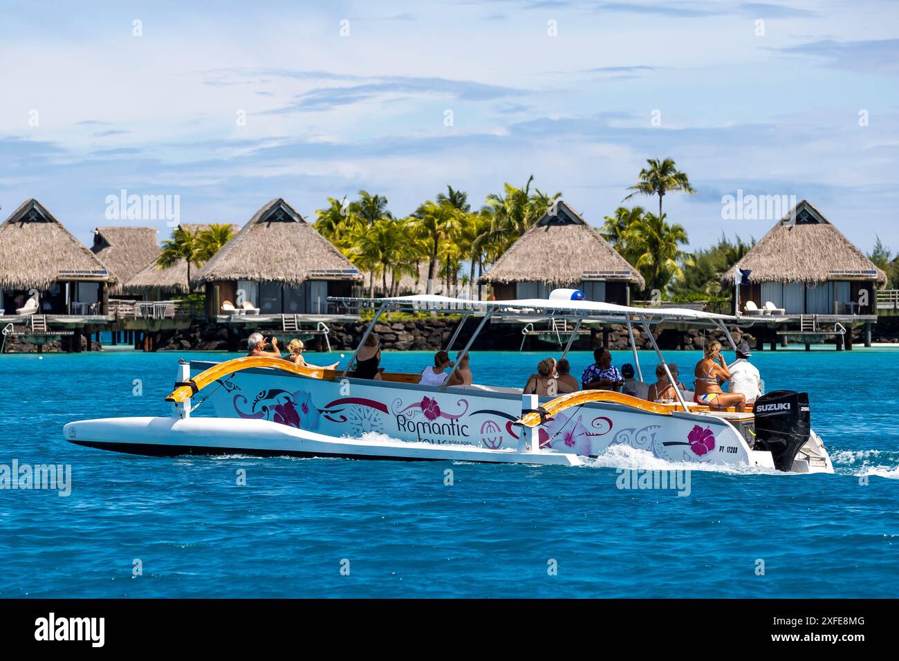 French Polynesia, Society Islands, Bora Bora by Pearl Resorts luxury resort in the Motu Tevairoa ...